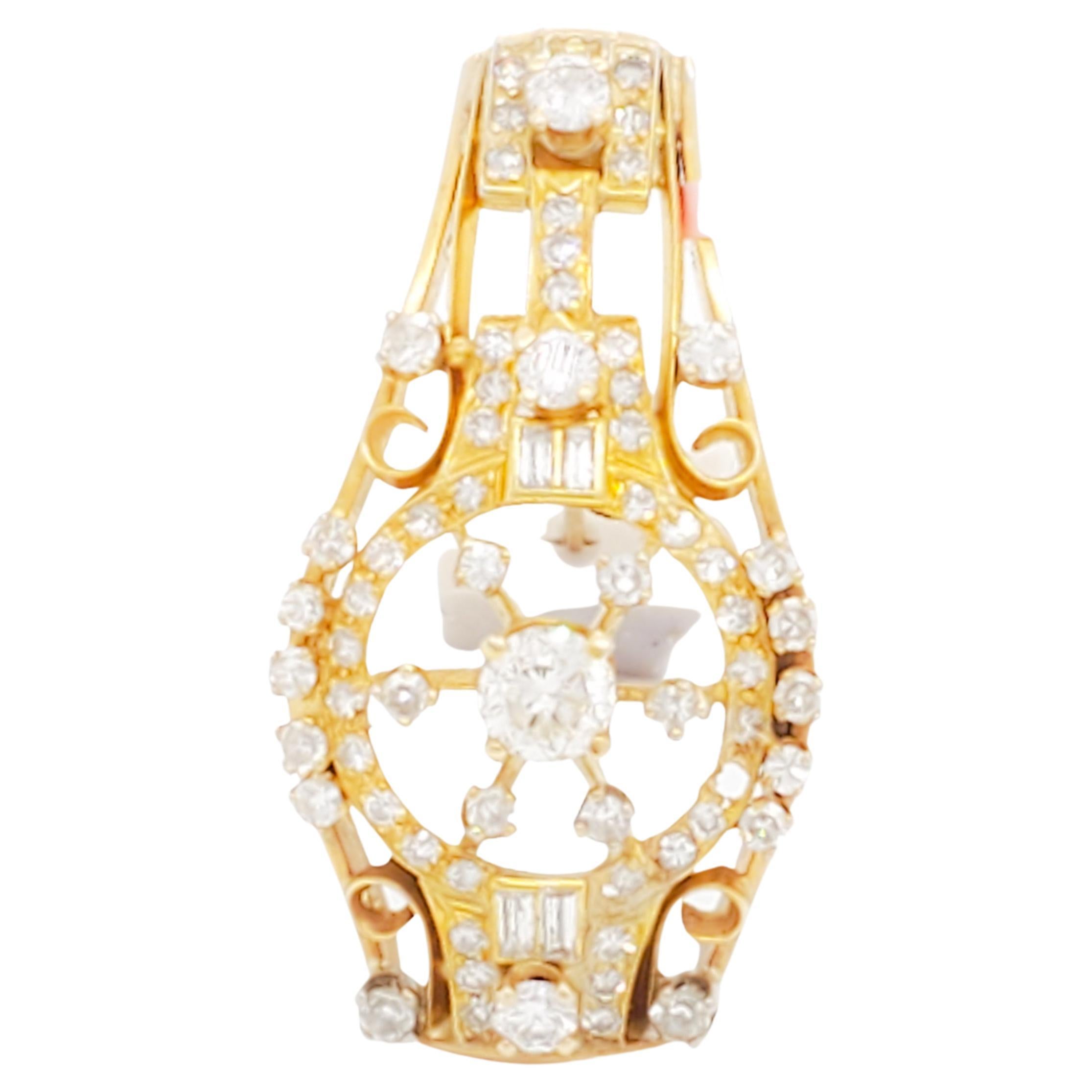 Solid 18K Yellow Gold and 14K White Gold Genuine Diamond, Coral and ...