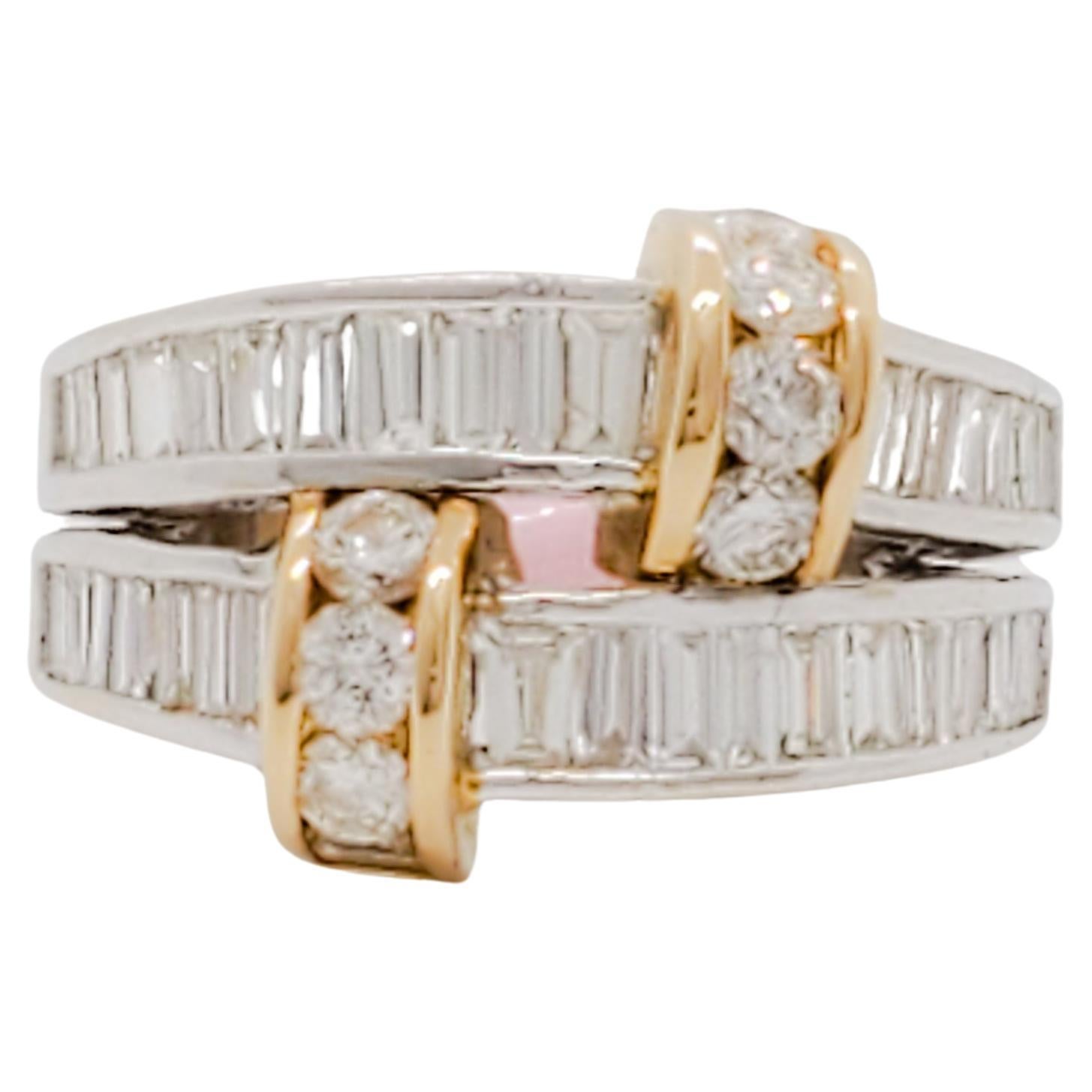 Ever Us Bypass Diamond Ring in 14k Two Tone Gold For Sale at 1stDibs