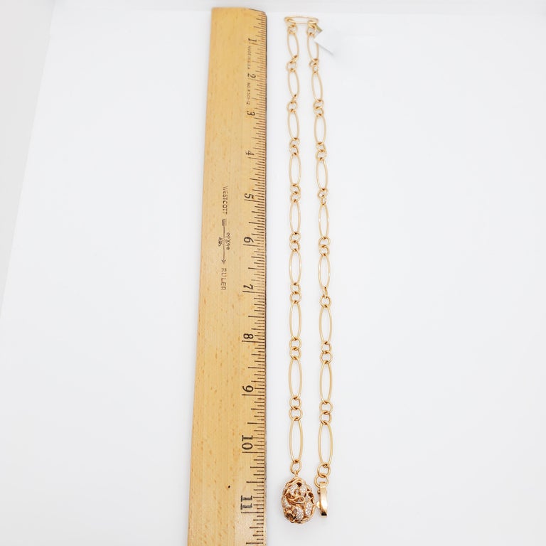 White Diamond Chain Necklace with Pave Pendant in 18k Rose Gold For ...