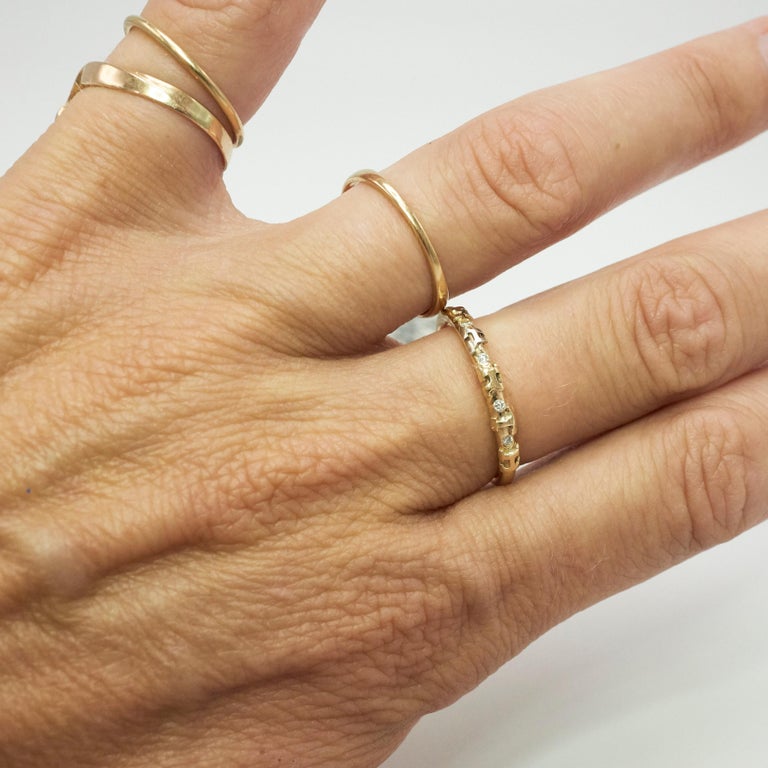 White Diamond Gold Ring Stackable Earth Ring J Dauphin For Sale at 1stDibs