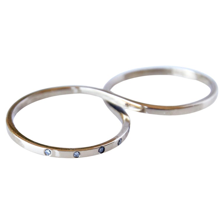 White Diamond Gold Two Finger Ring Fashion Cocktail Ring J Dauphin For ...