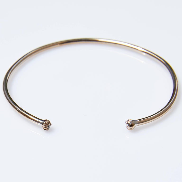 White Diamond Gold Vermeil Bangle Bracelet Cuff Stackable Open Unisex J ...