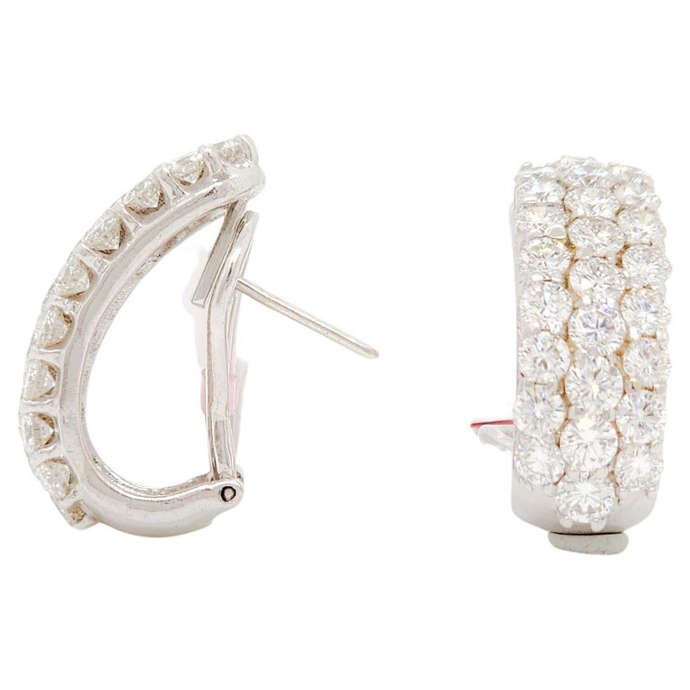 White Diamond Half Hoops in 18k White Gold For Sale at 1stDibs