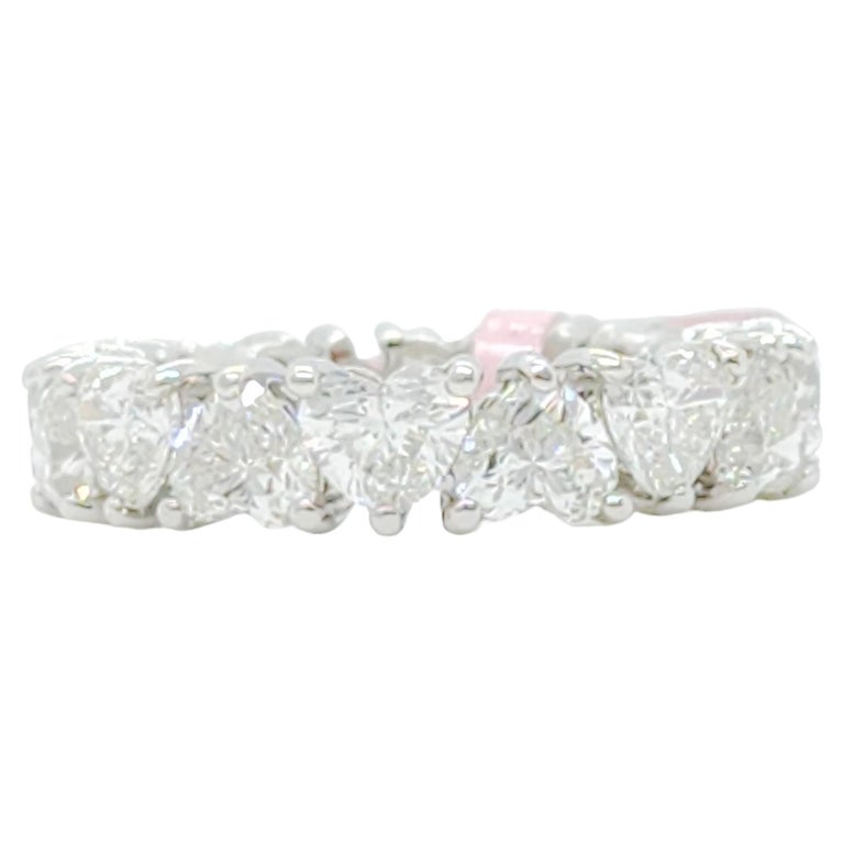White Diamond Heart Shape Eternity Band in 18k White Gold For Sale at ...