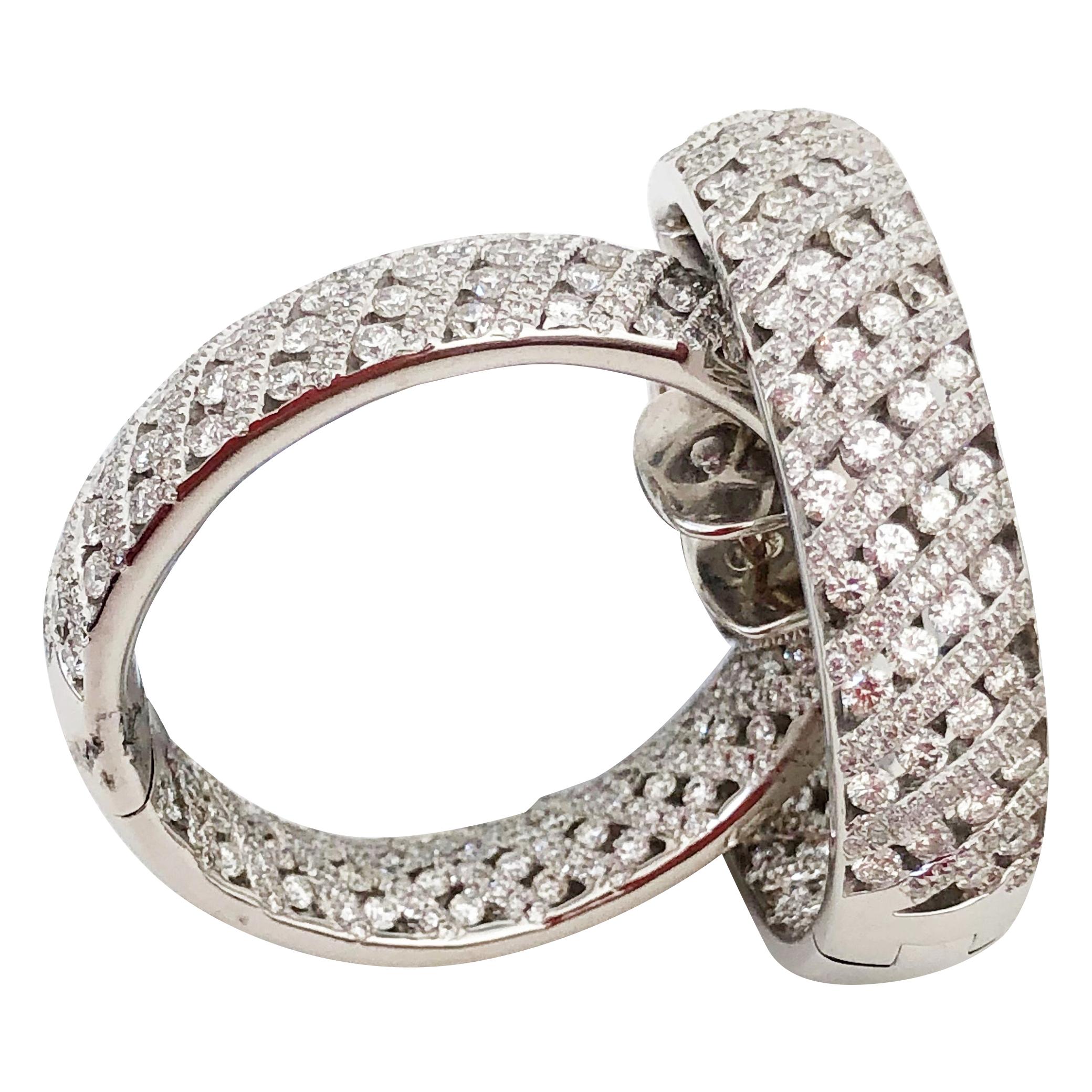 Cosmic Dance Double Hoops in 18 Karat White Gold and Diamonds For Sale ...