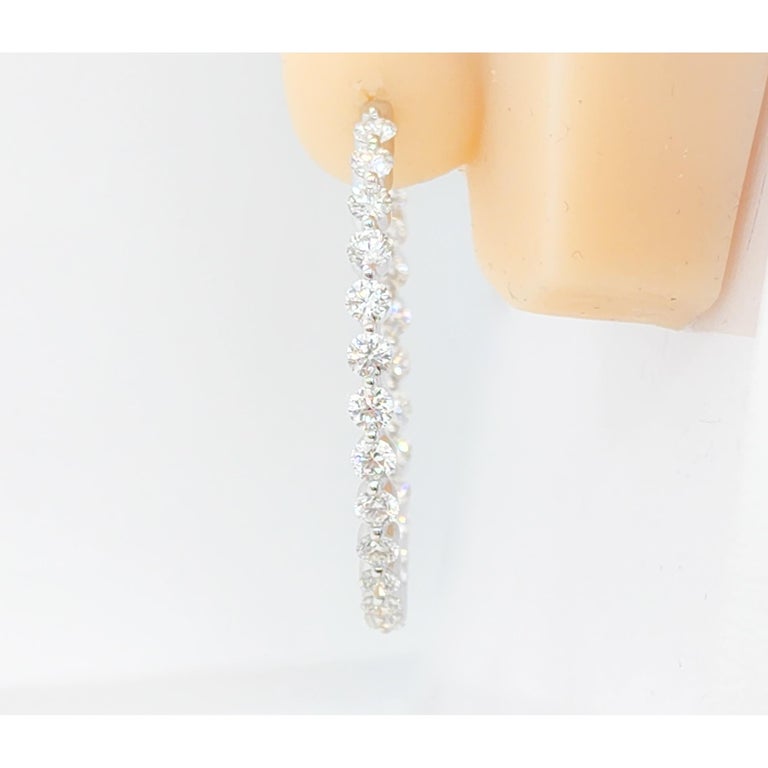 White Diamond Hoops in 18k White Gold For Sale at 1stDibs