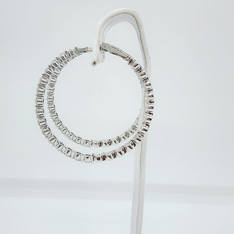 White Diamond Hoops in 18k White Gold For Sale at 1stDibs