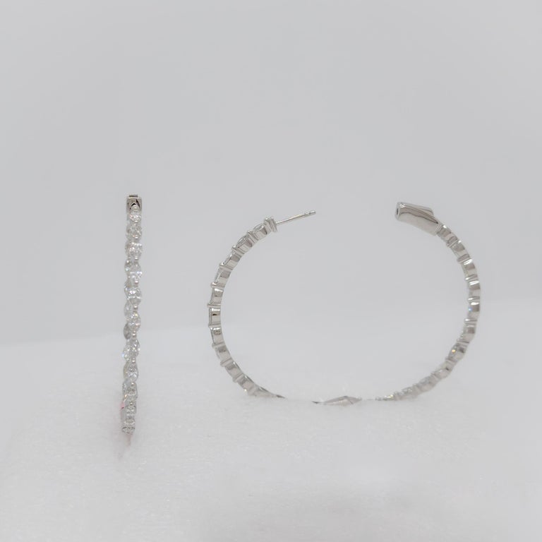 White Diamond Marquise Shape Hoops in 18k White Gold For Sale at 1stDibs