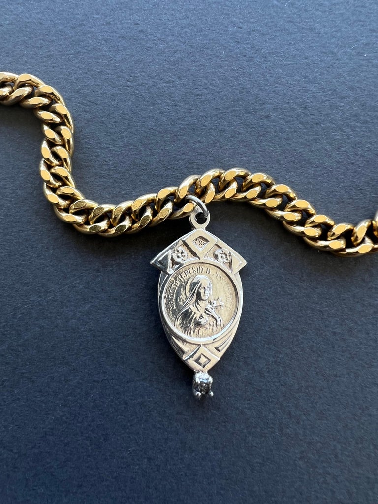 White Diamond Pendant Virgin Mary Sterling Silver Chain Choker Necklace ...