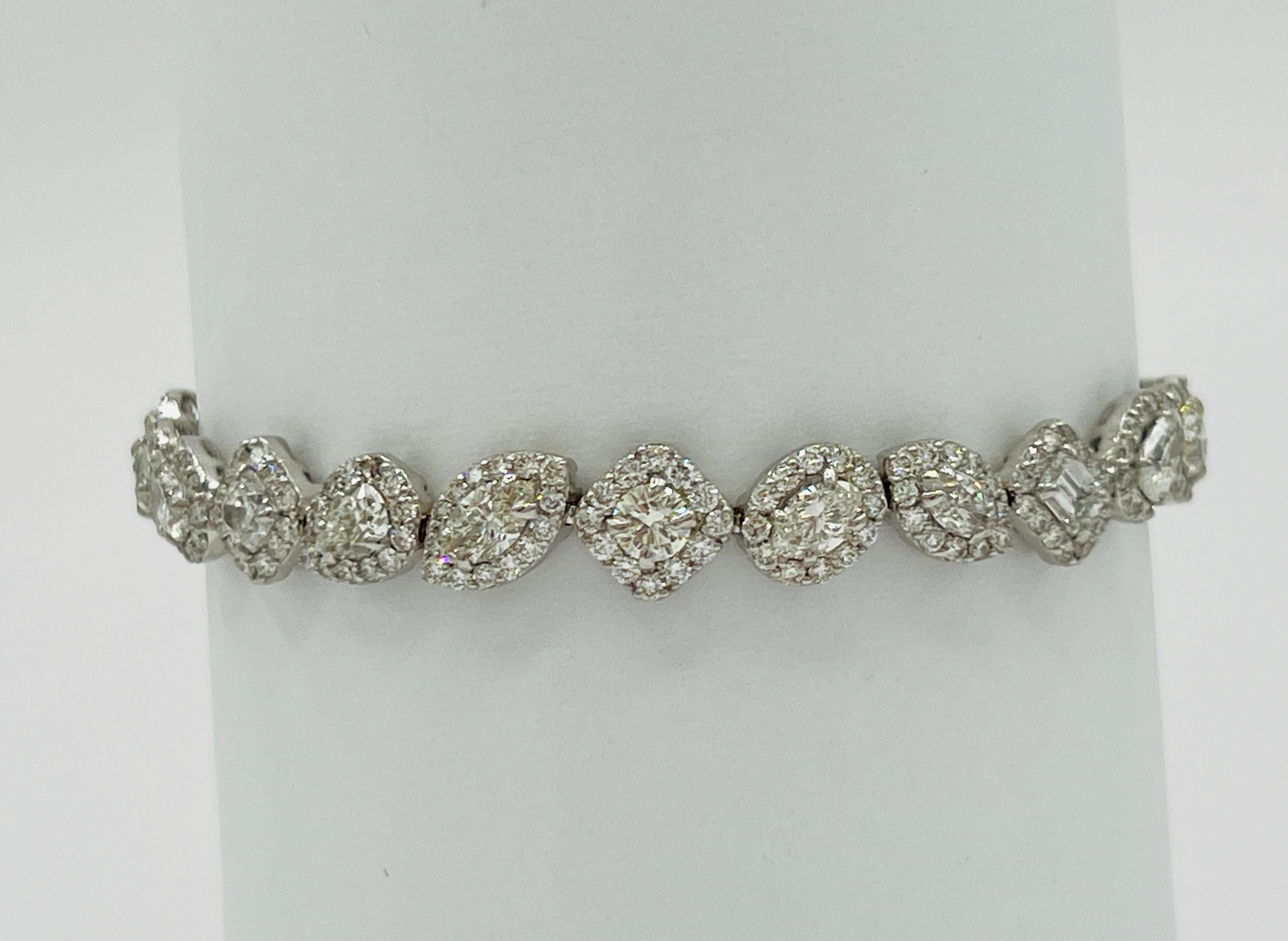 White Diamond Multi-Shape Bracelet in 18K White Gold For Sale at 1stDibs