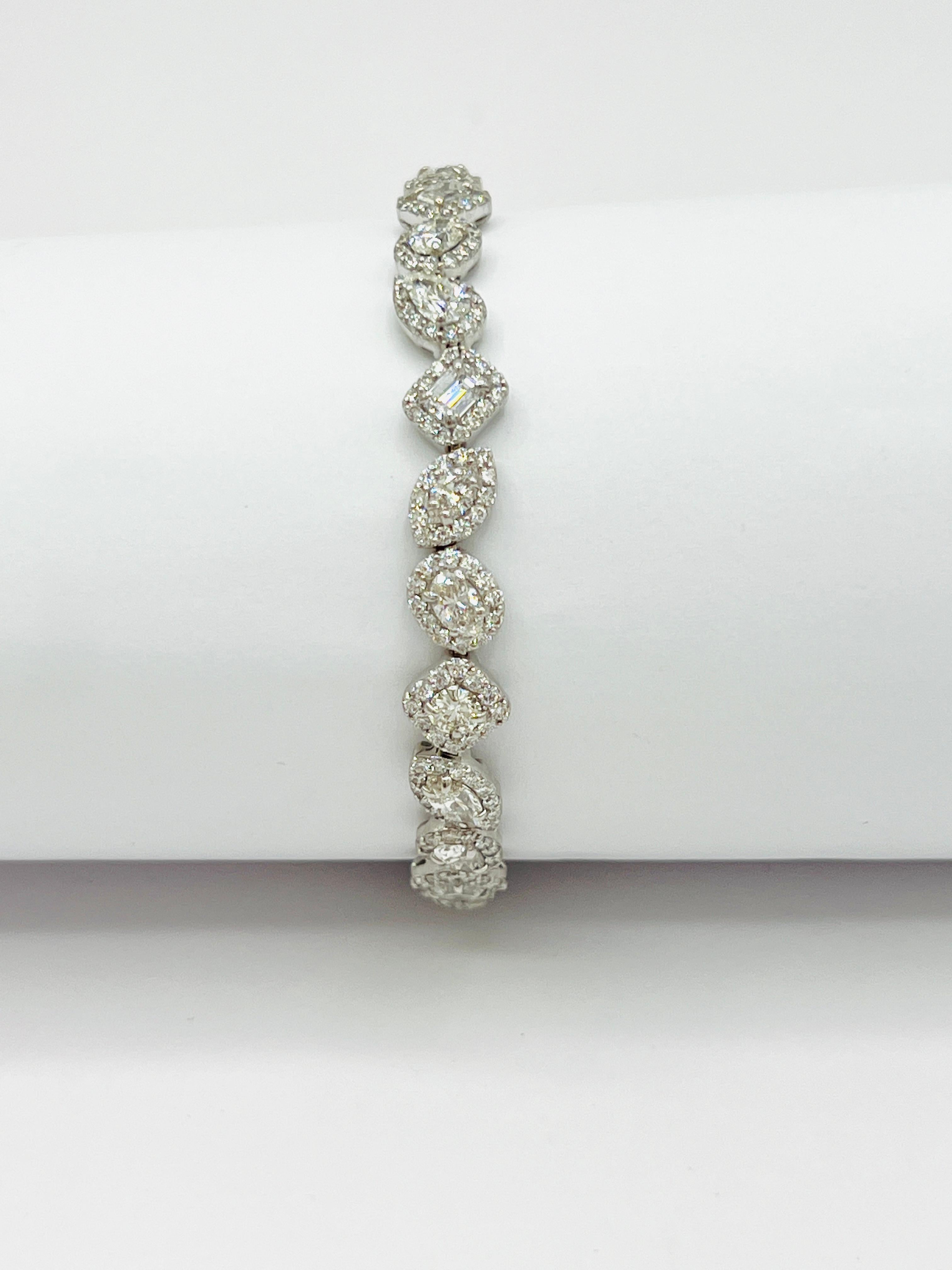 White Diamond Multi-Shape Bracelet in 18K White Gold For Sale at 1stDibs