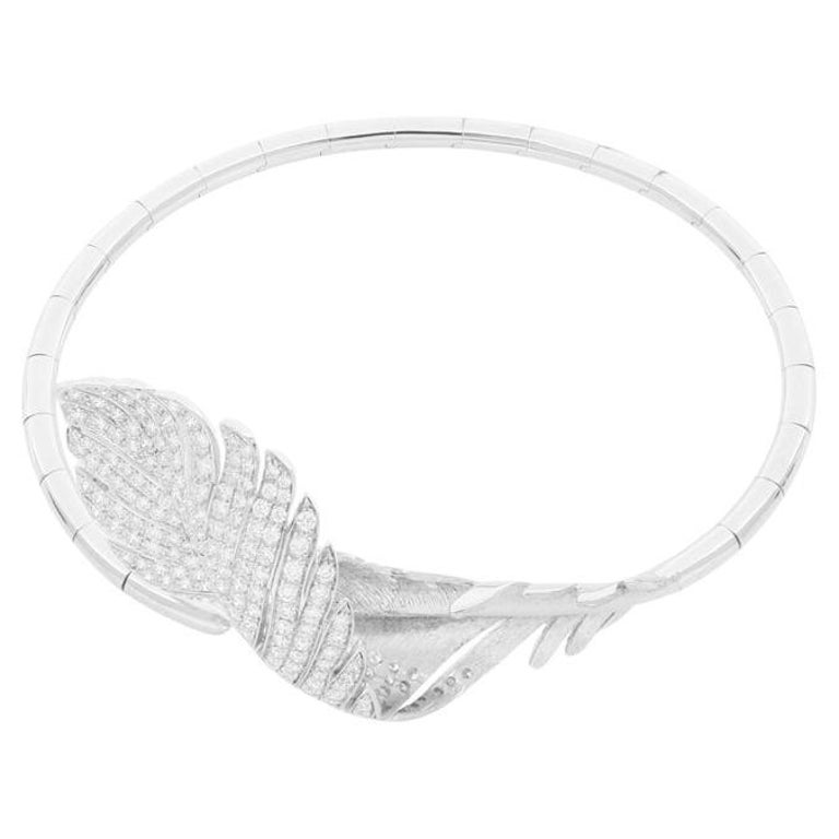 White Diamond Pavè Feather Bracelet For Sale at 1stDibs
