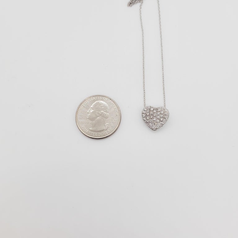 White Diamond Pave Heart Pendant in 18k White Gold For Sale at 1stDibs