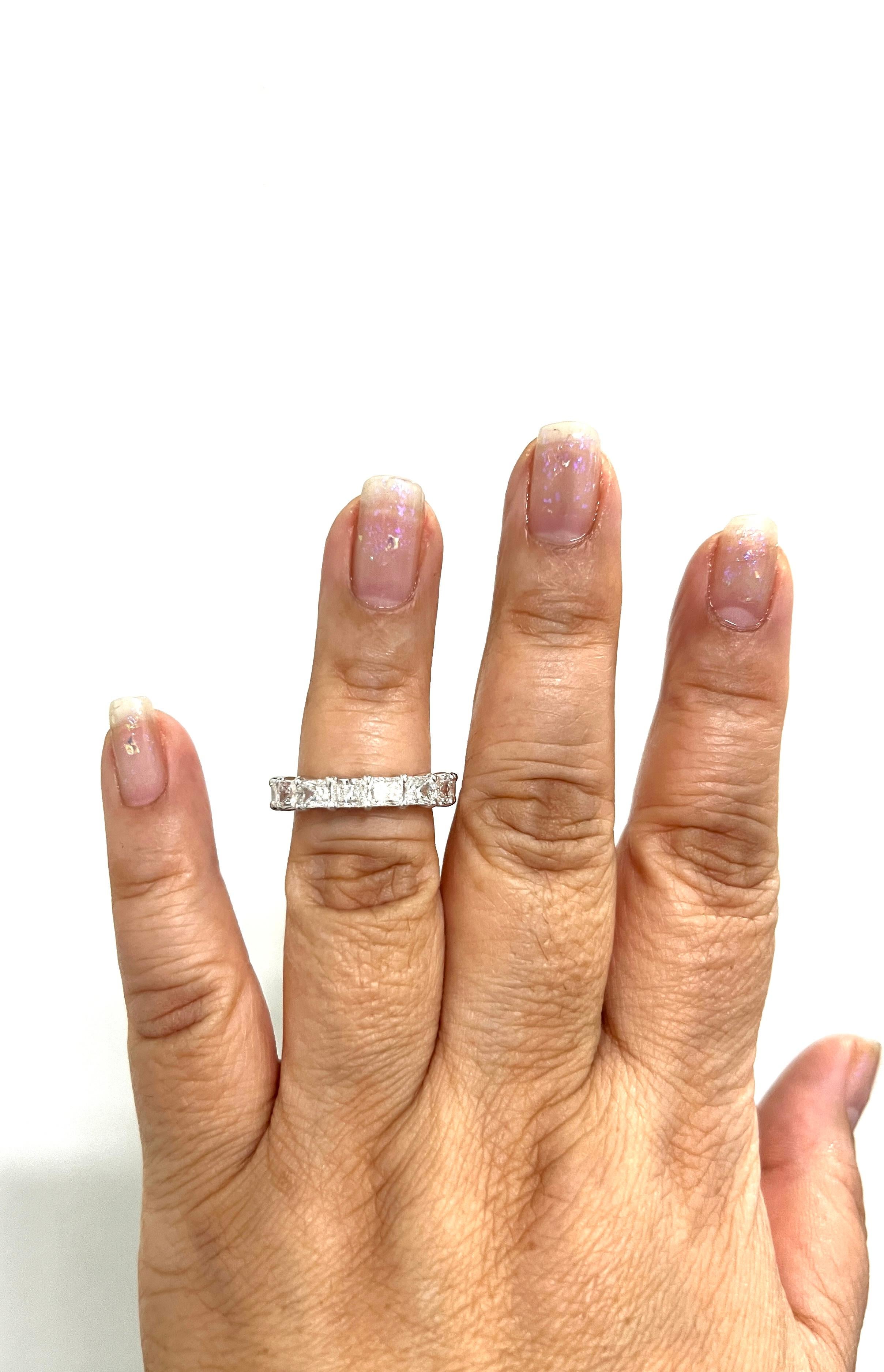 White Diamond Radiant Eternity Band Ring in 18K White Gold For Sale at ...