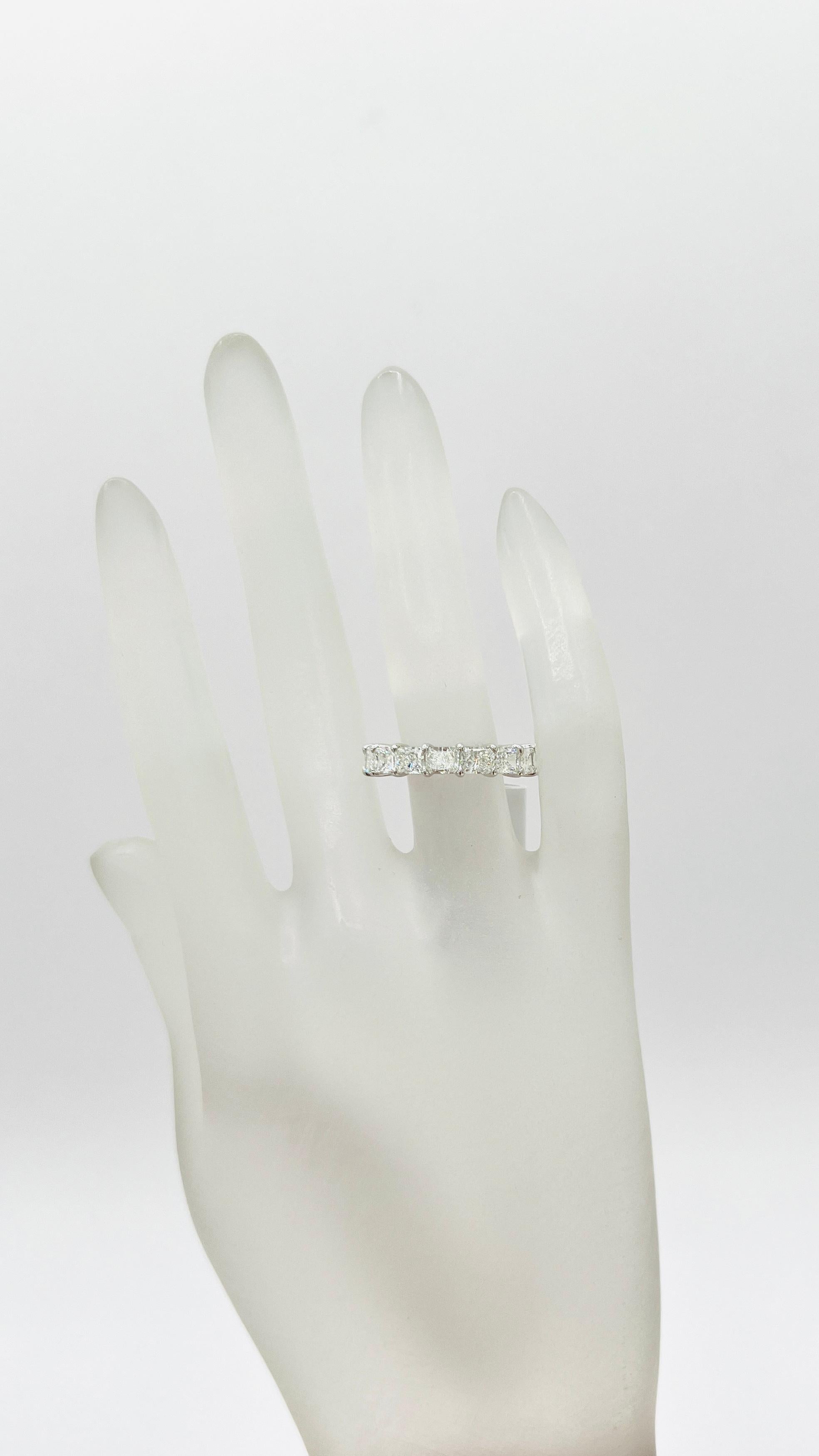 White Diamond Radiant Eternity Band Ring in 18K White Gold For Sale at ...