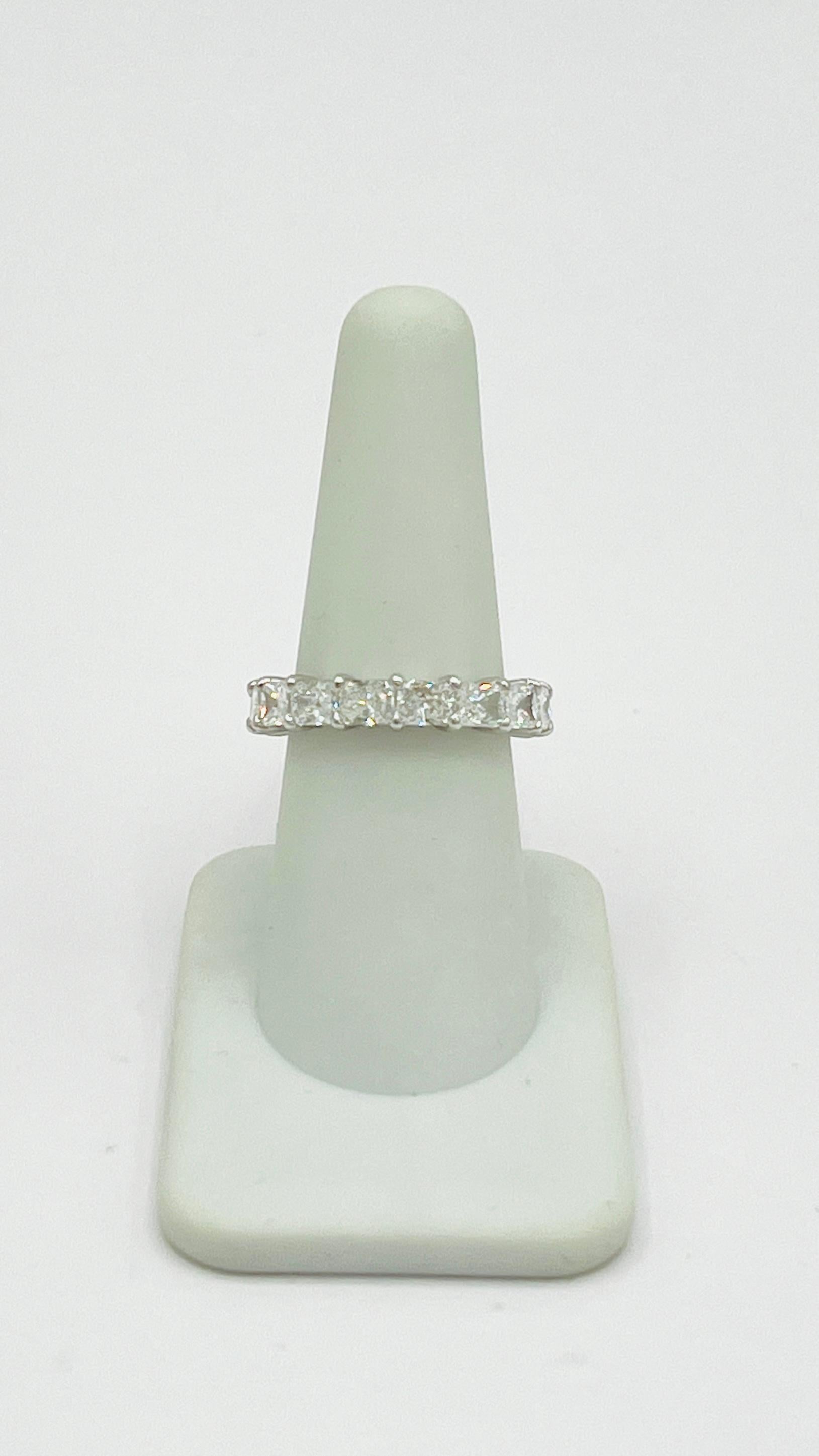 White Diamond Radiant Eternity Band Ring in 18K White Gold For Sale at ...