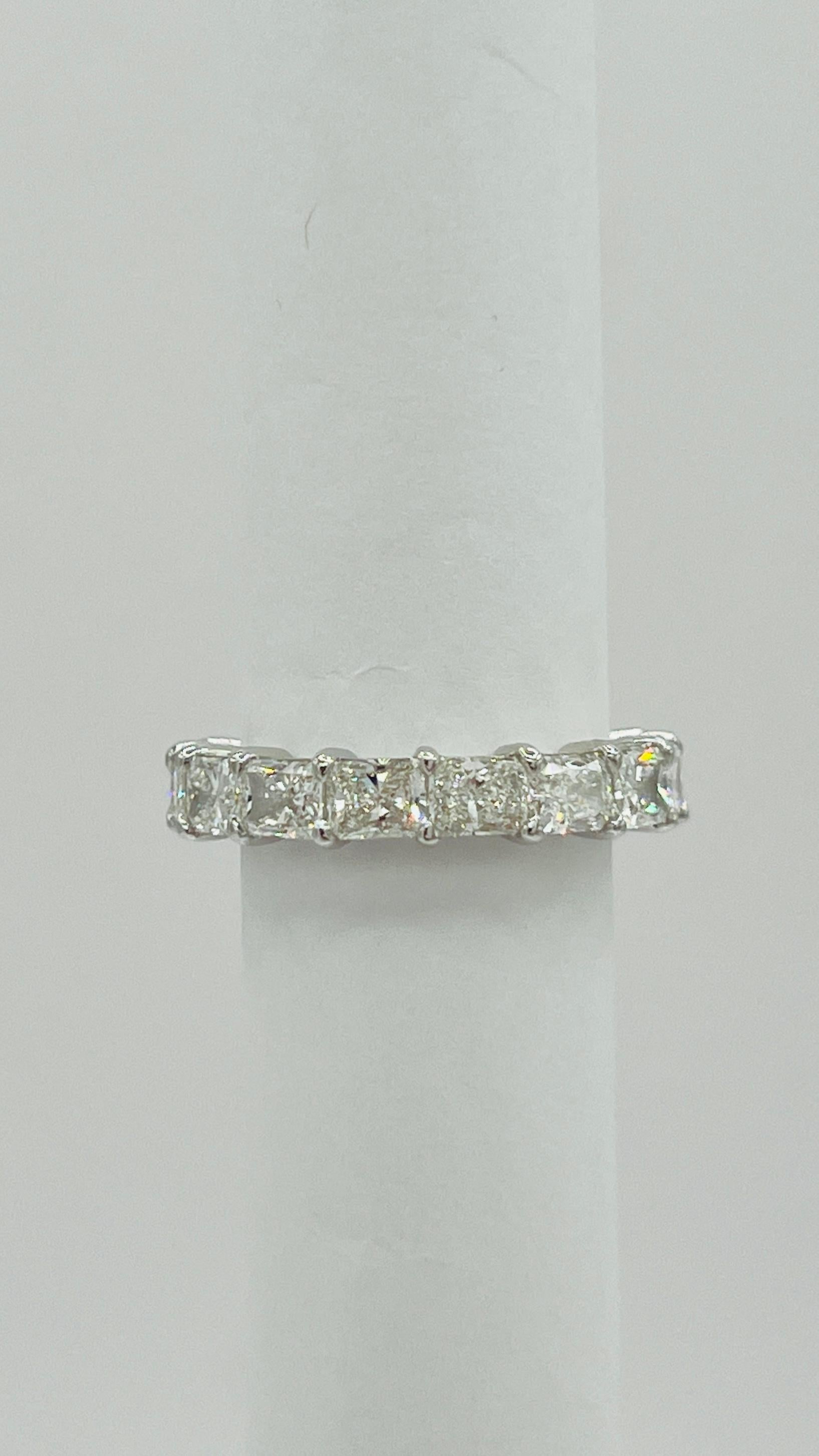 White Diamond Radiant Eternity Band Ring in 18K White Gold For Sale at ...
