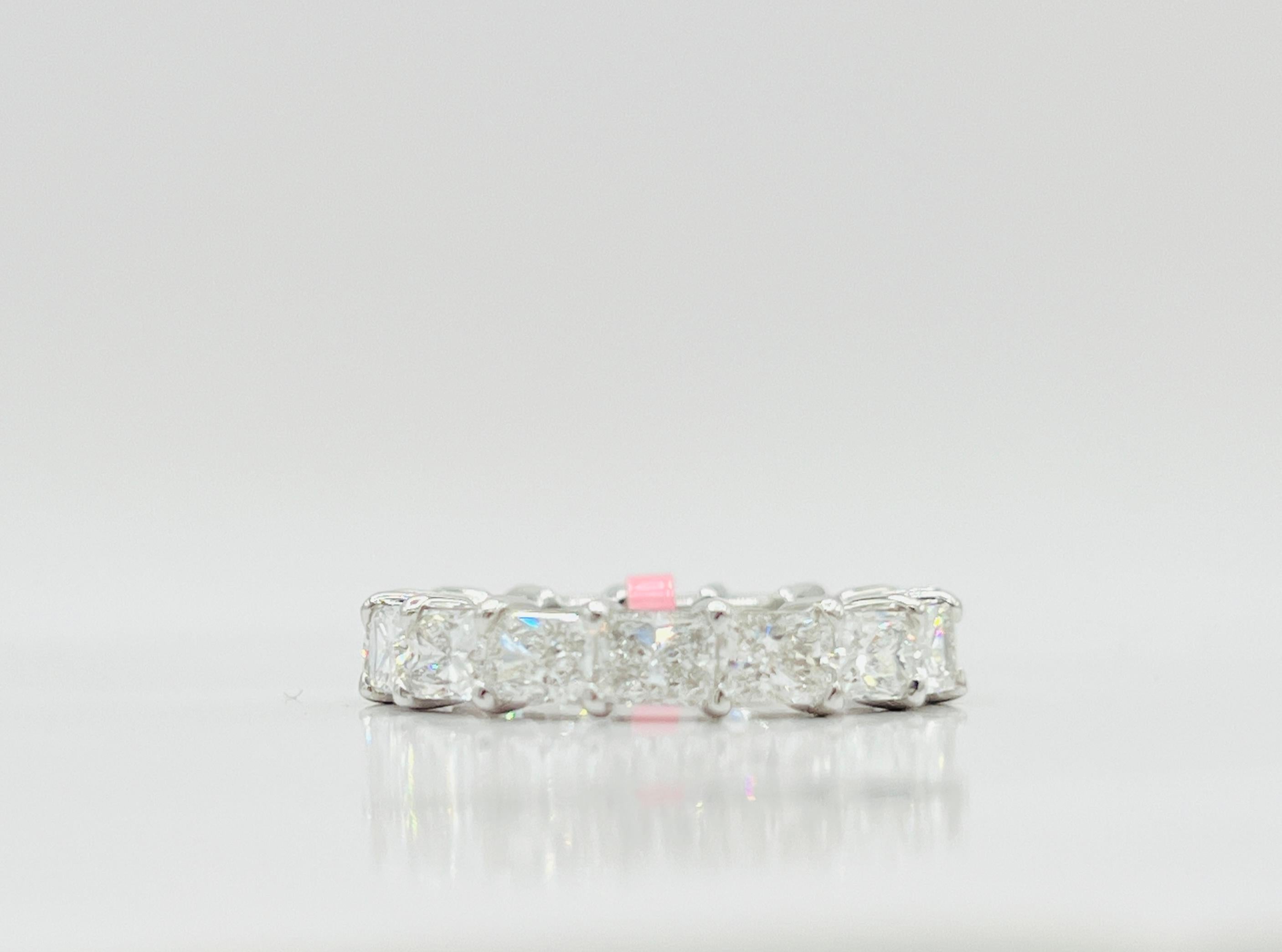 White Diamond Radiant Eternity Band Ring in 18K White Gold For Sale at ...