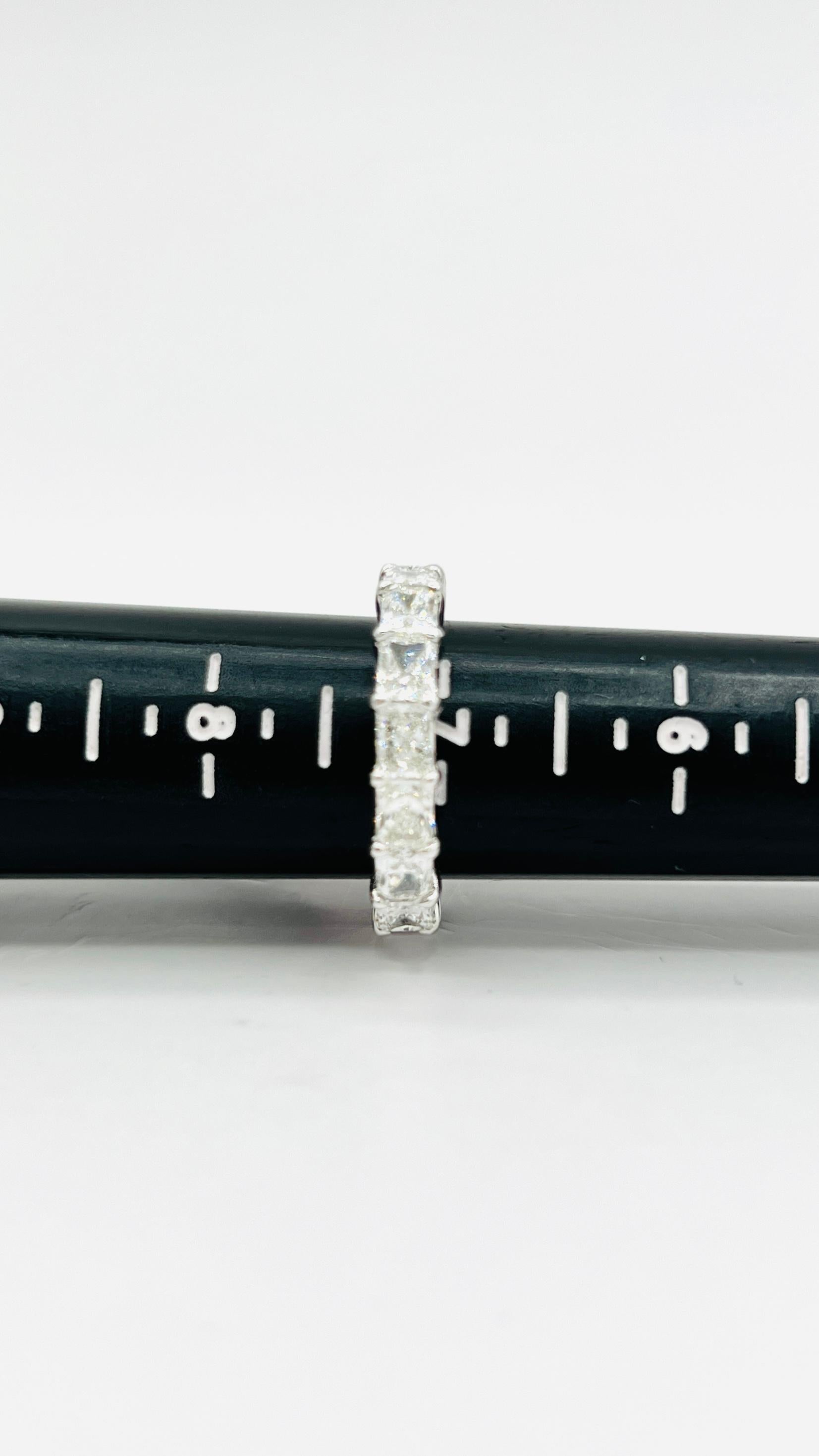 White Diamond Radiant Eternity Band Ring in 18K White Gold For Sale at ...