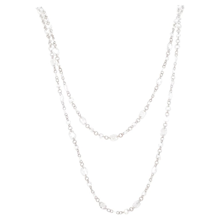 White Diamond Rosecut Chain in 18k White Gold For Sale at 1stDibs