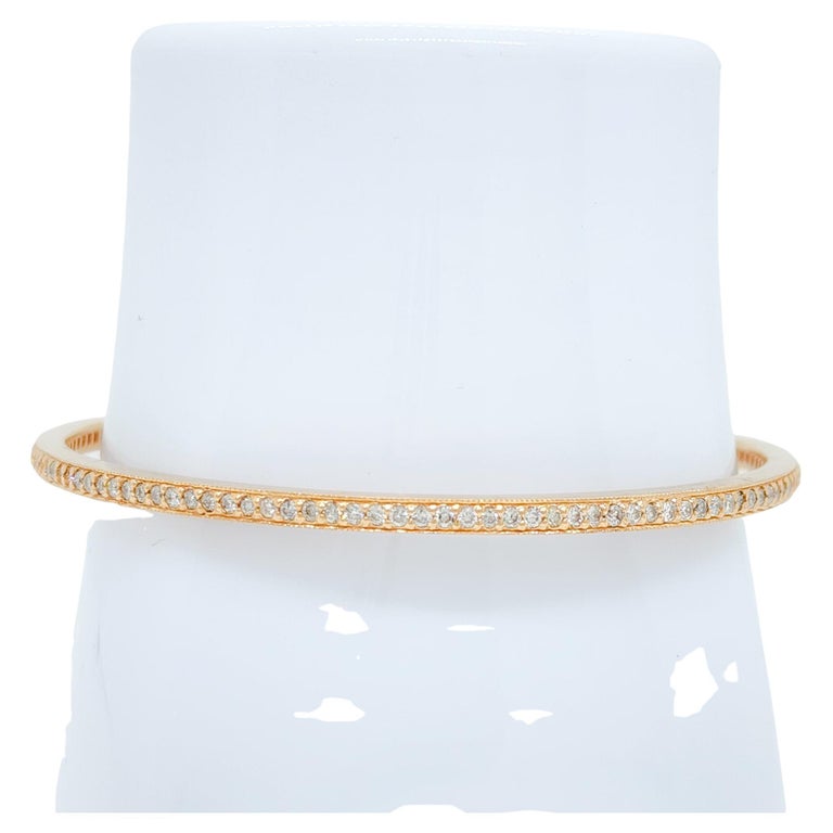 White Diamond Round Bangle in 14k Rose Gold For Sale at 1stDibs
