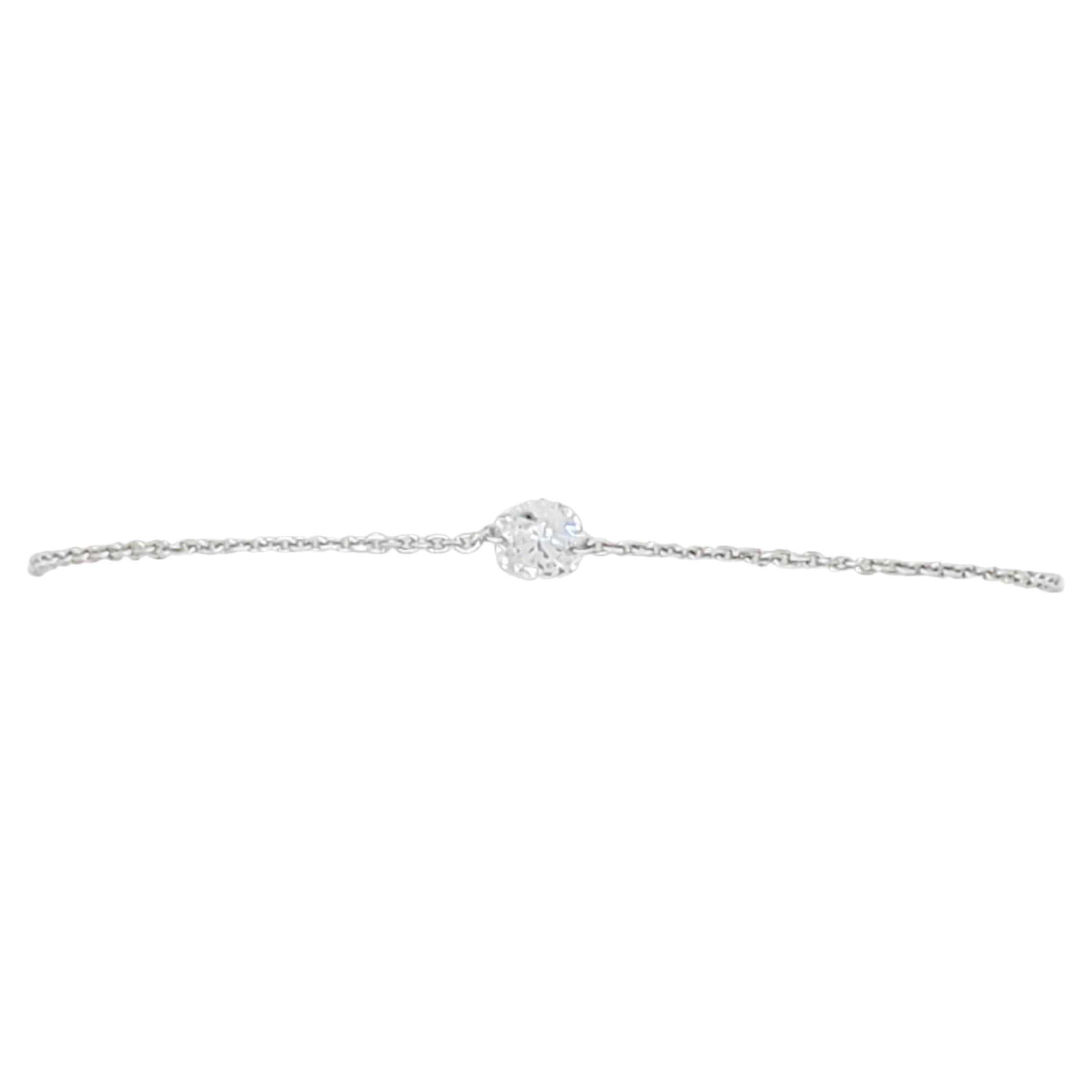 Estate White Diamond Bracelet With Chain In 18k Yellow Gold For Sale At