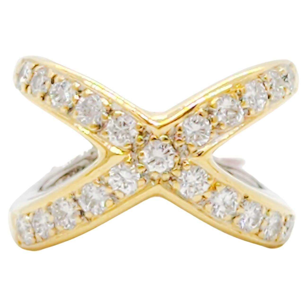 Diamond Tri-Tone Gold Crossover Ring at 1stDibs