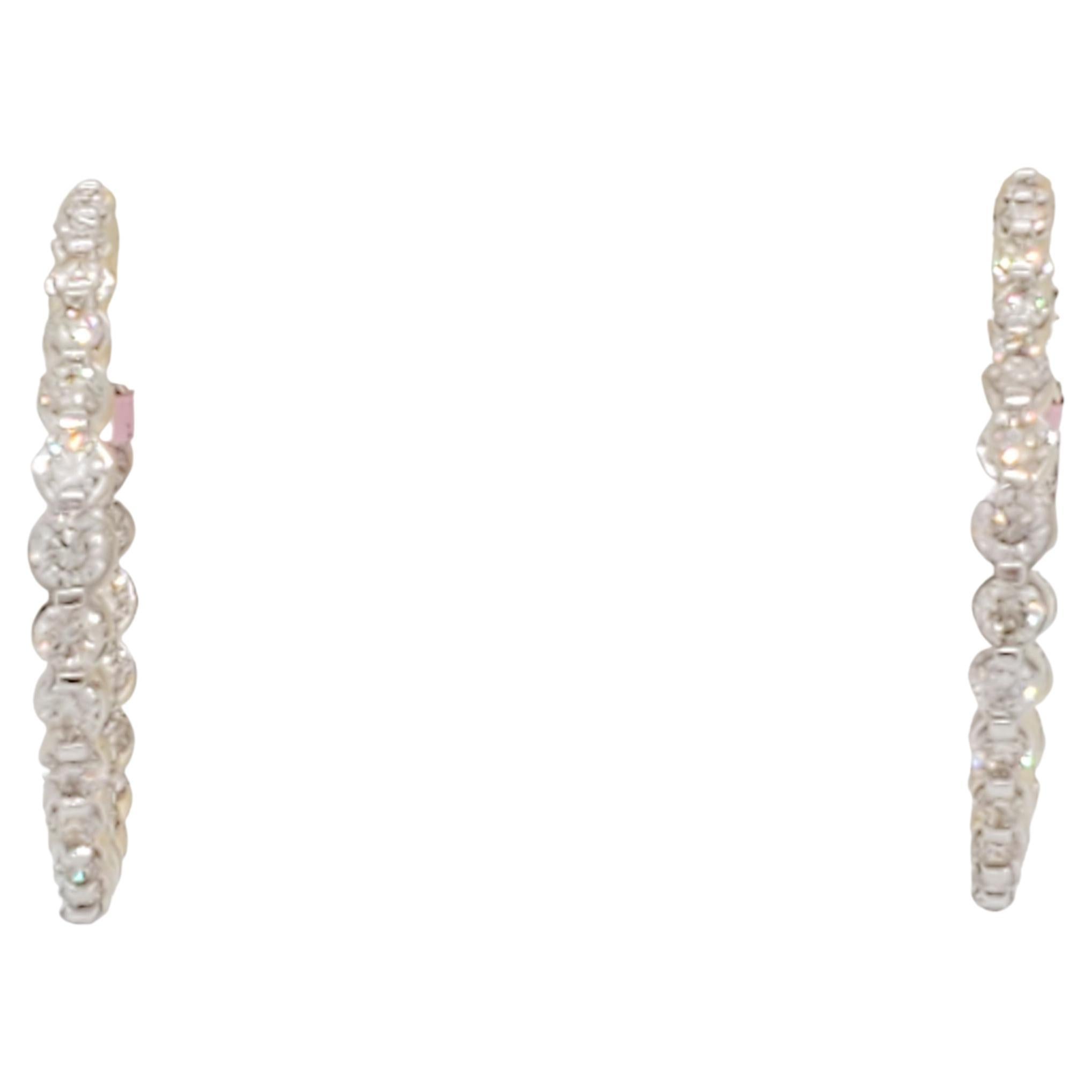 Roman + Jules Round Diamond Hoops Set in 14k Yellow Gold Post For Sale ...