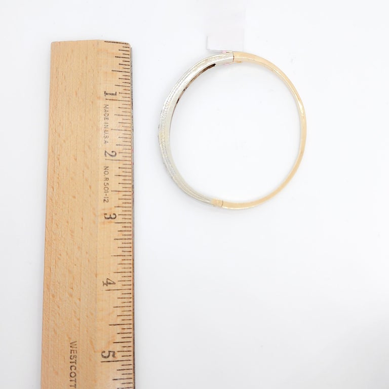 White Diamond Round Two Tone Bangle in 18k For Sale at 1stDibs