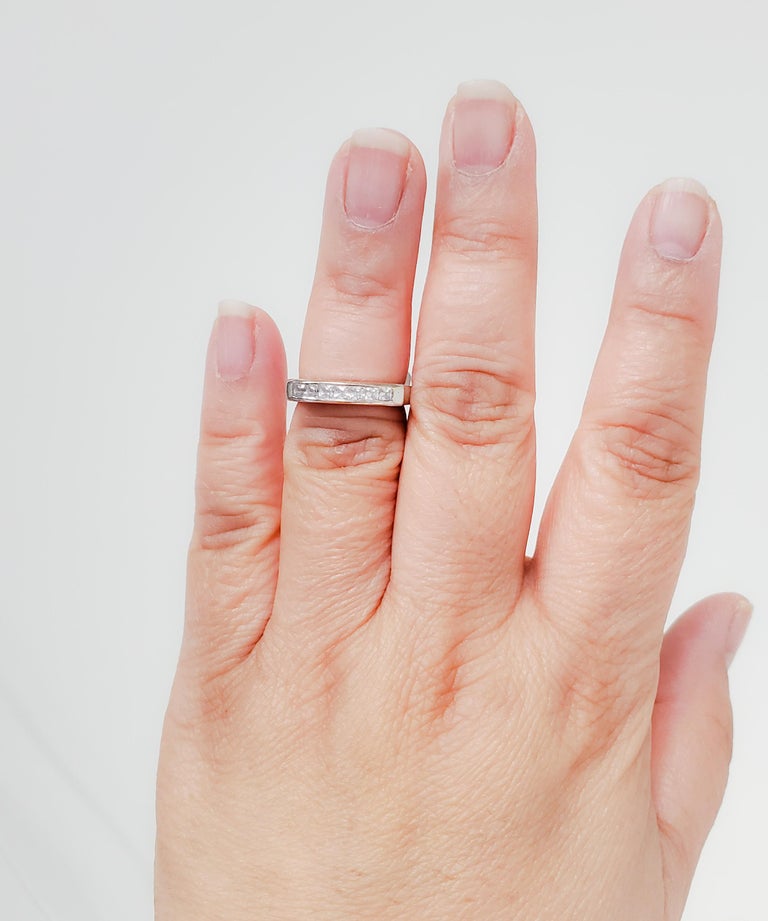 White Diamond Square Band Ring in 18k White Gold For Sale at 1stDibs