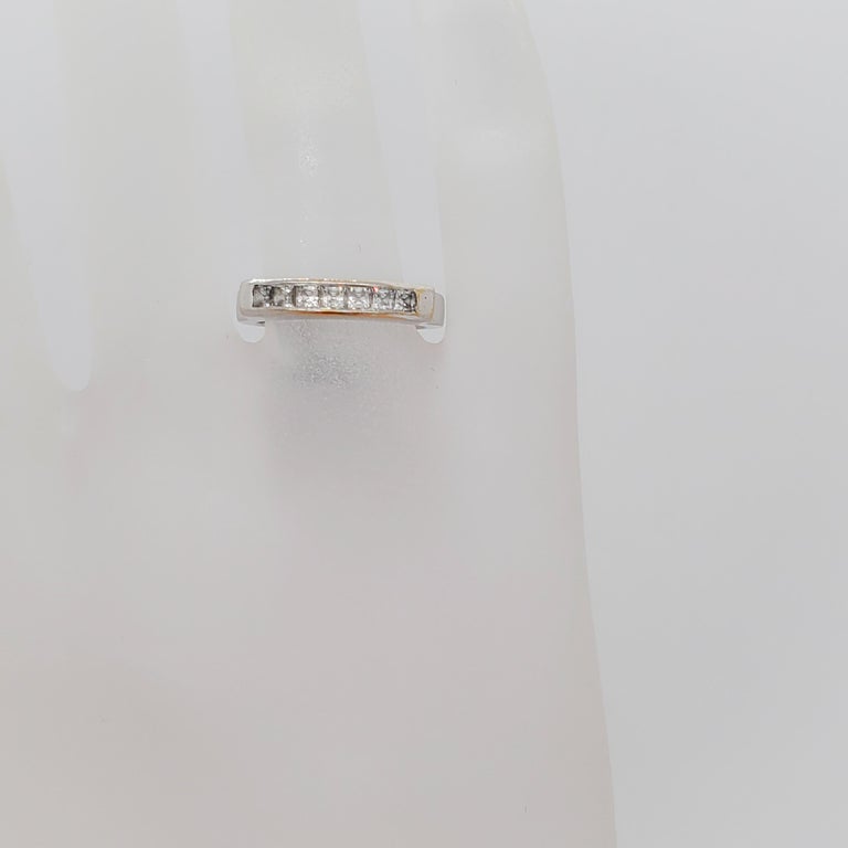 White Diamond Square Band Ring in 18k White Gold For Sale at 1stDibs