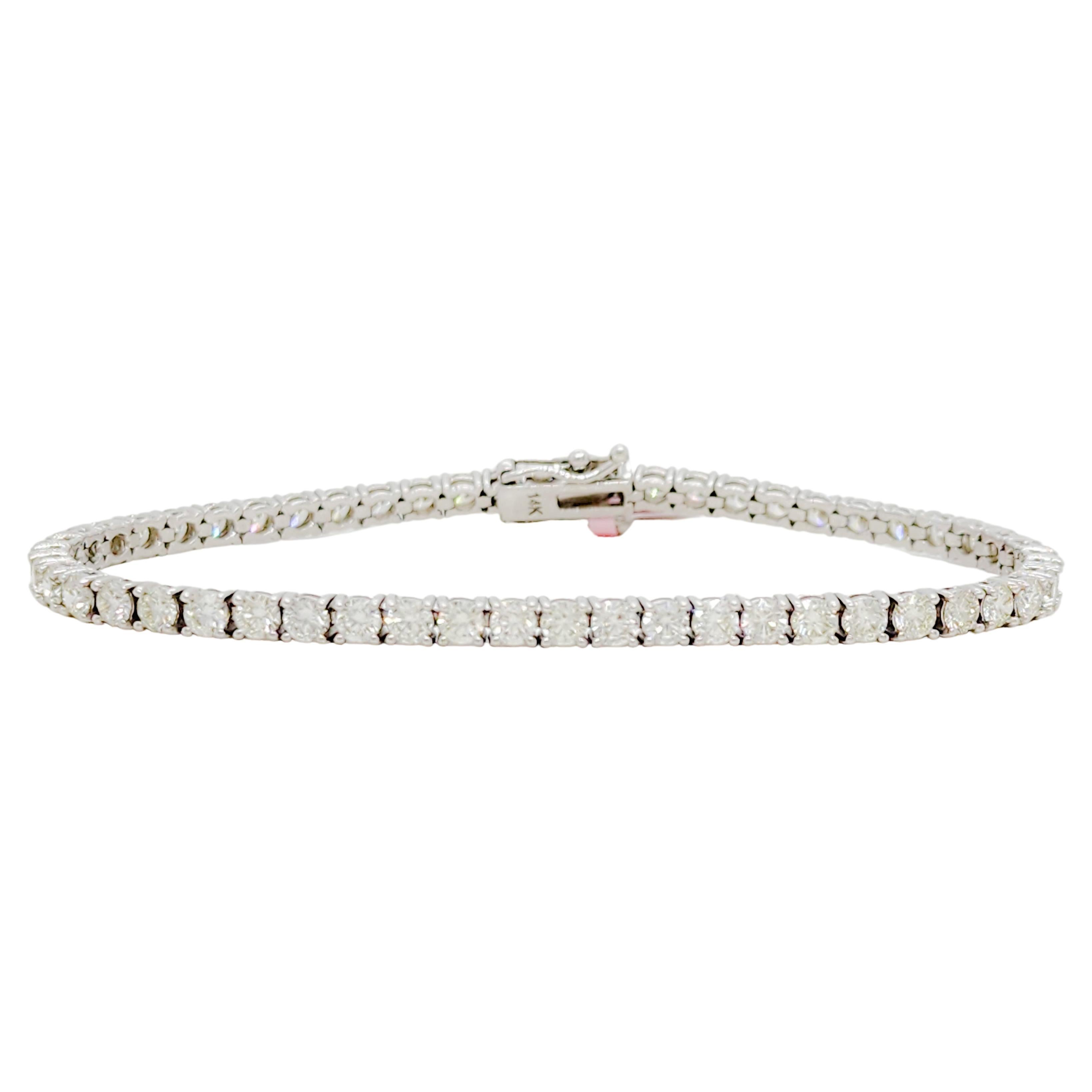 14k White Gold Lab Grown 3 Carat Diamond Tennis Bracelet At 1stdibs