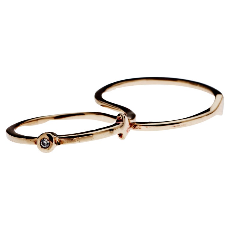 White Diamond Two Finger Ring Arrow Gold J Dauphin For Sale at 1stDibs