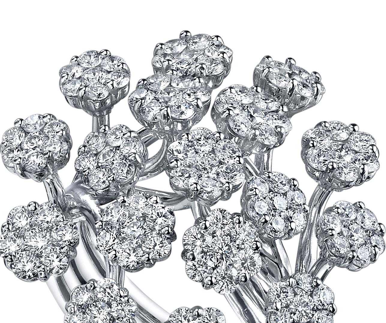 White Diamond White Gold Cluster Cocktail Ring For Sale at 1stDibs
