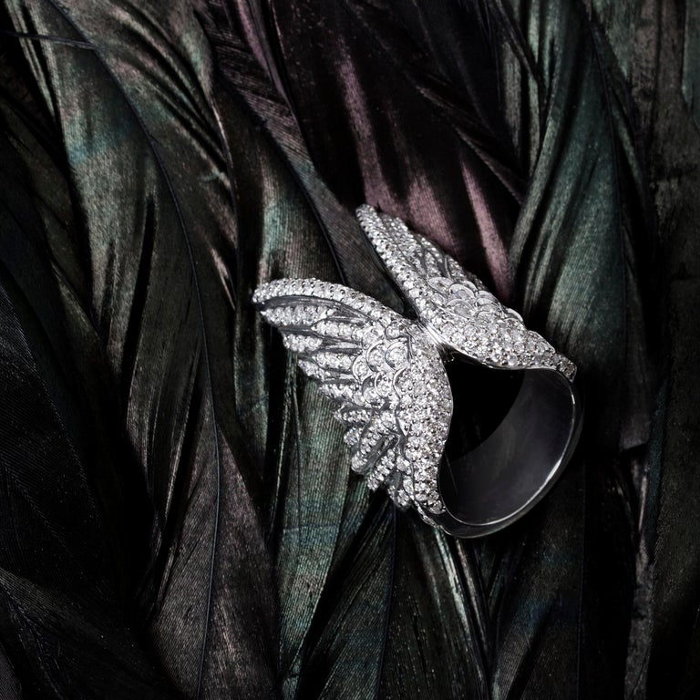 White Diamond White Gold Ring, the Angel Wing Ring For Sale at 1stDibs