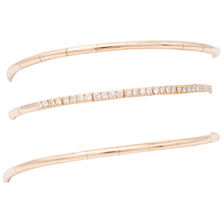 White Diamonds, 18kt Rose Gold Spring Shape Bracelet at 1stDibs