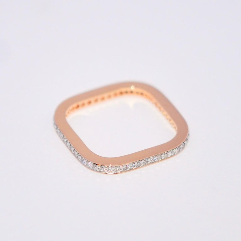 White Diamonds and Rose Gold 18 Karat Fashion Square Ring For Sale at ...