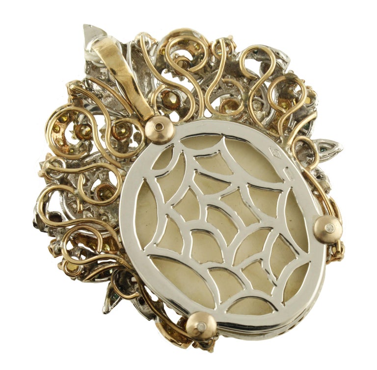 White Diamonds Blue Diamonds Venetian Mask Pendant Gold Necklace at ...