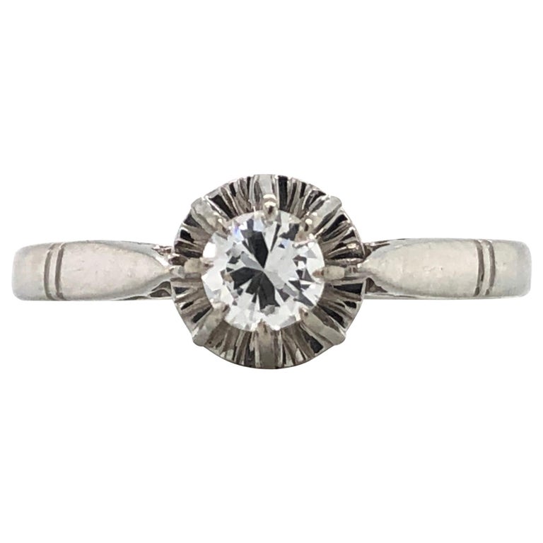 White Diamonds on White Gold Old Ring For Sale at 1stDibs