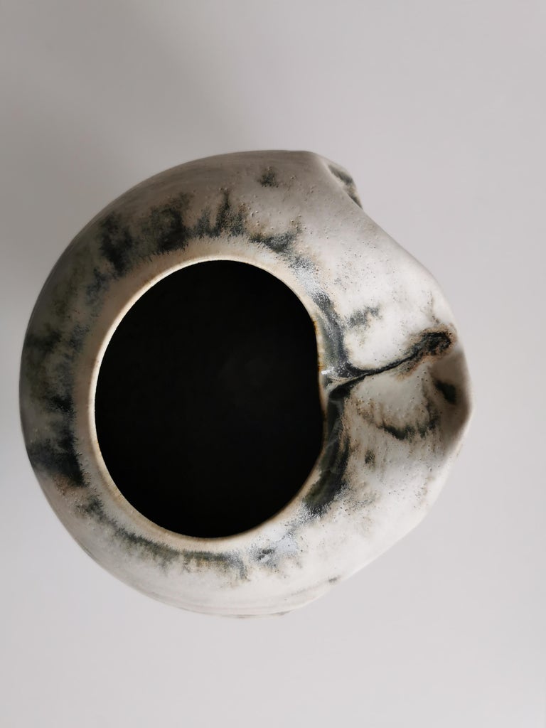 White Distorted Form with Green Glaze Highlights N.74, Ceramic ...
