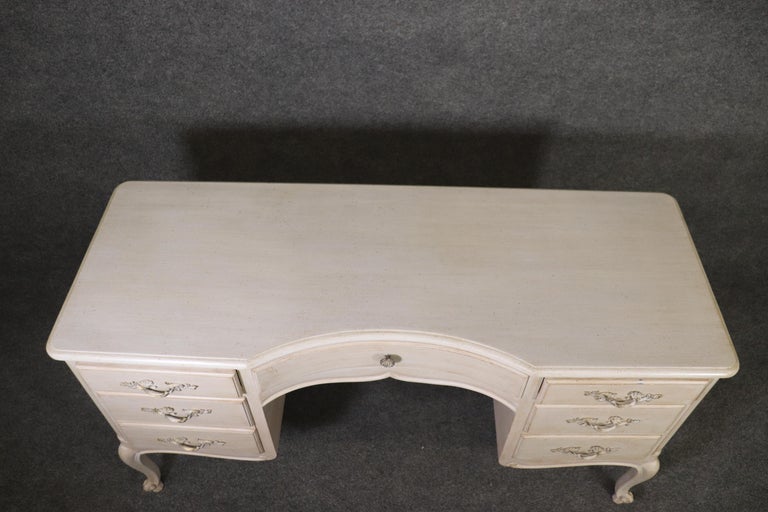 White Distressed Painted French Louis XV Style Ladies Vanity Writing ...
