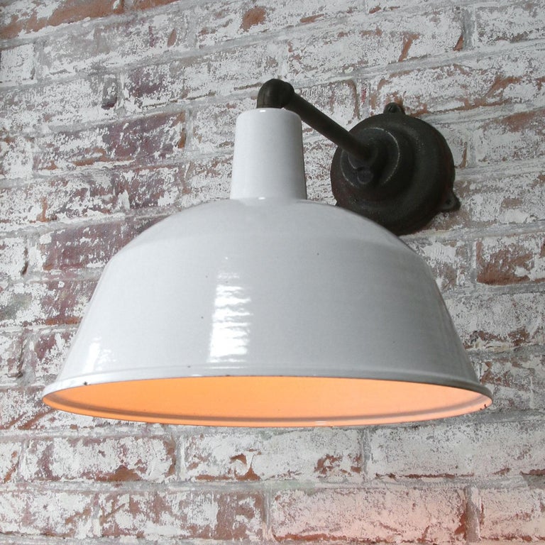 White Enamel Vintage Industrial Cast Iron Factory Scones Wall Lights ...