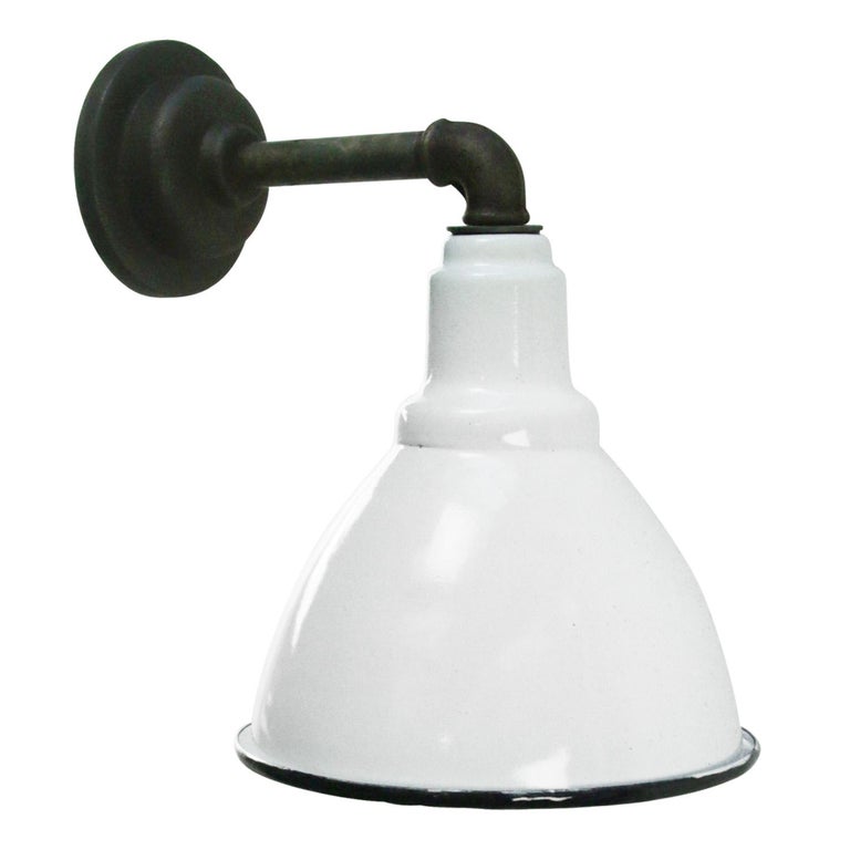 White Enamel Vintage Industrial Cast Iron Scones Wall Lights For Sale ...