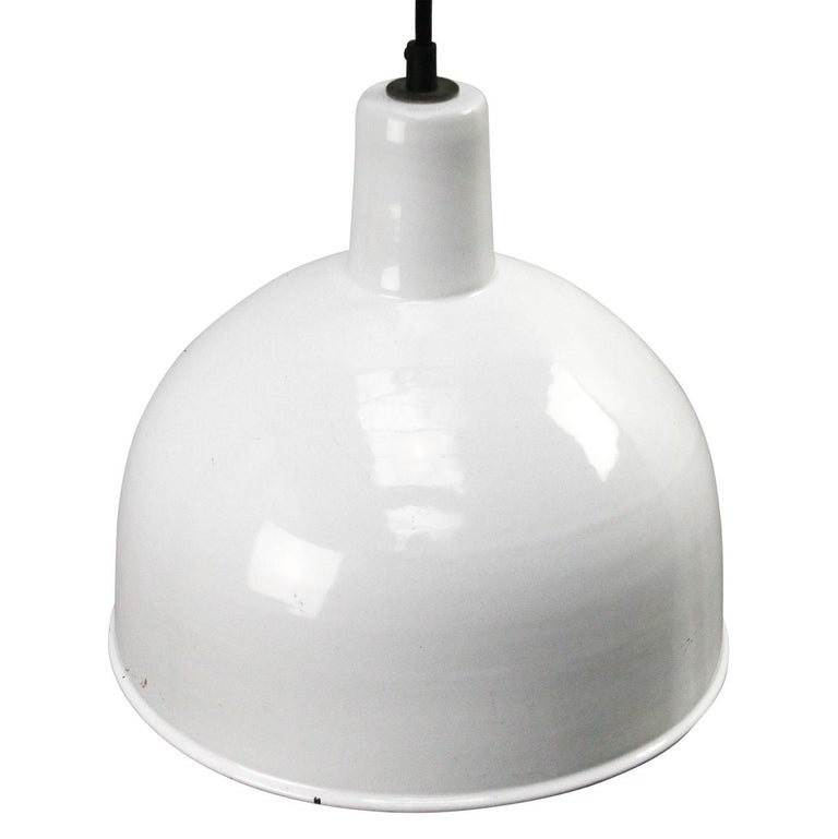 White Enamel Vintage Industrial Factory Hanging Light Pendant For Sale ...