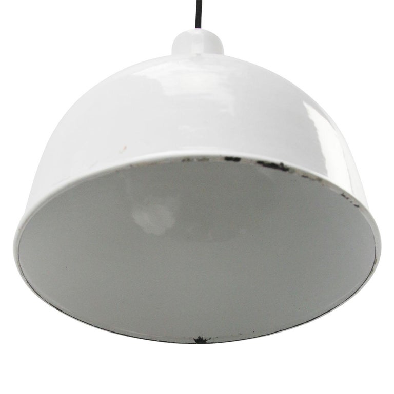 White Enamel Vintage Industrial Factory Hanging Light Pendant For Sale ...