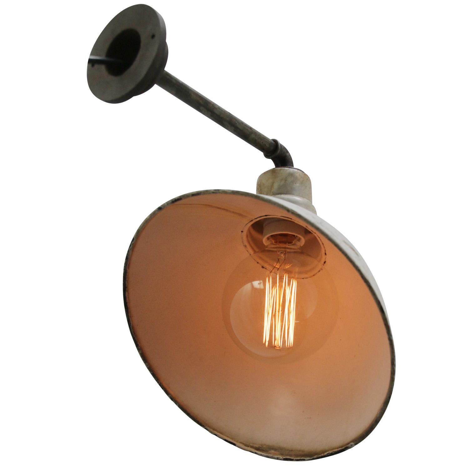 White Enamel Vintage Industrial Scones Wall Light at 1stDibs