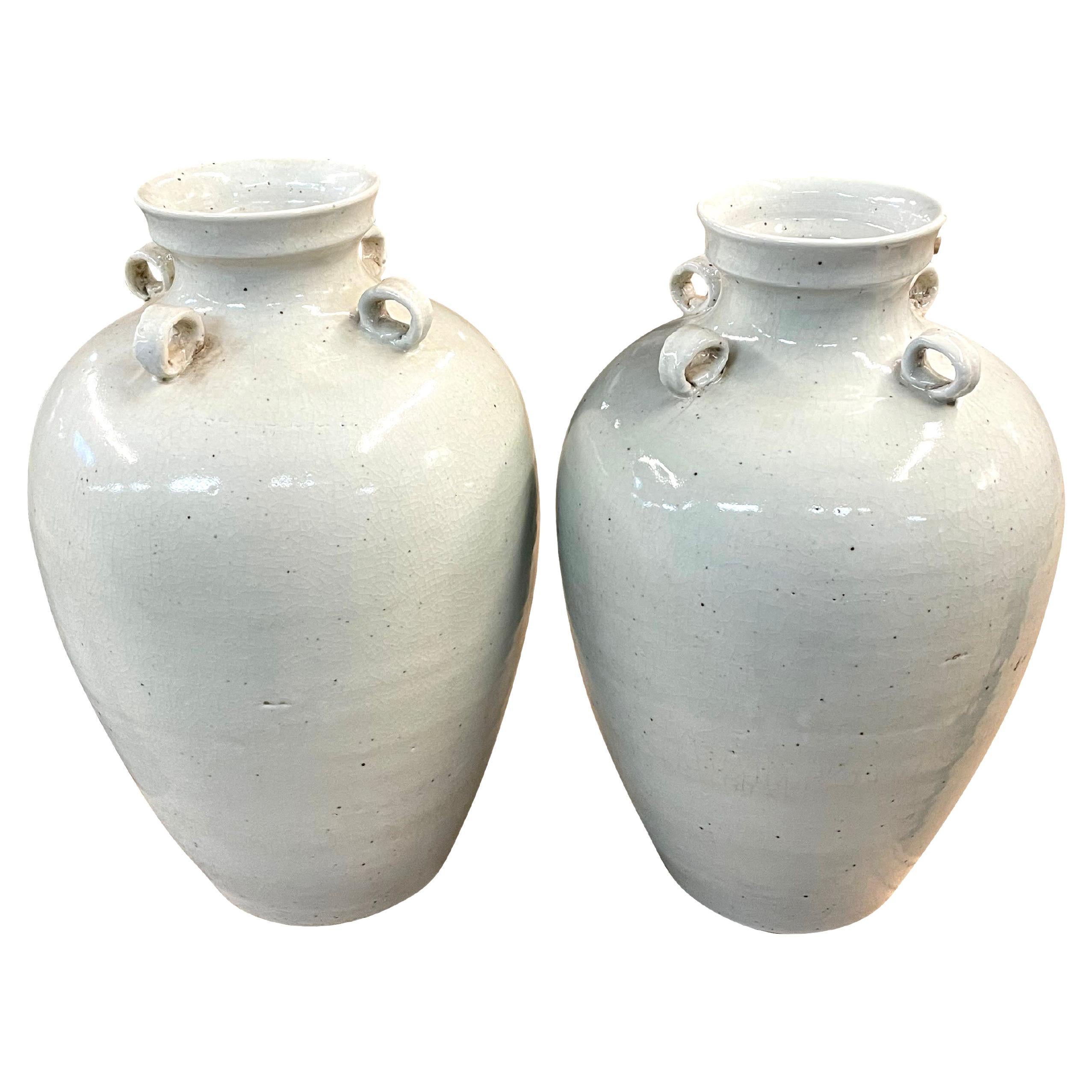 Trio of White Wade Vases For Sale at 1stDibs