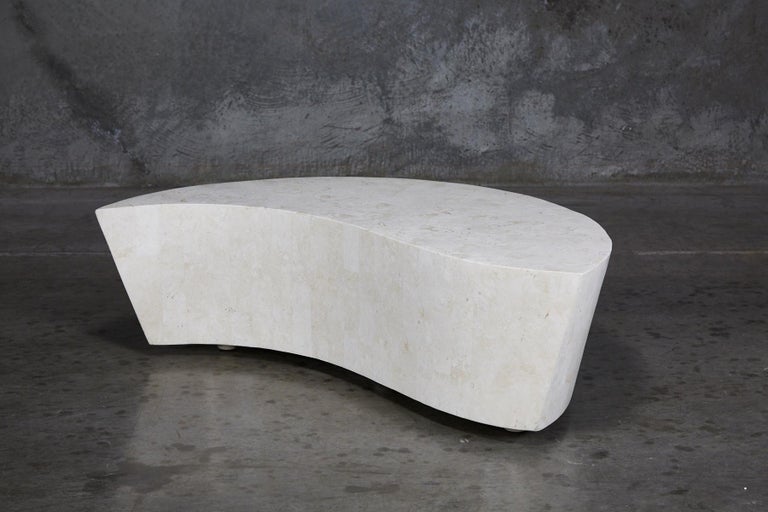 White Freeform Tessellated Stone "Hampton" Cocktail or Coffee Table ...