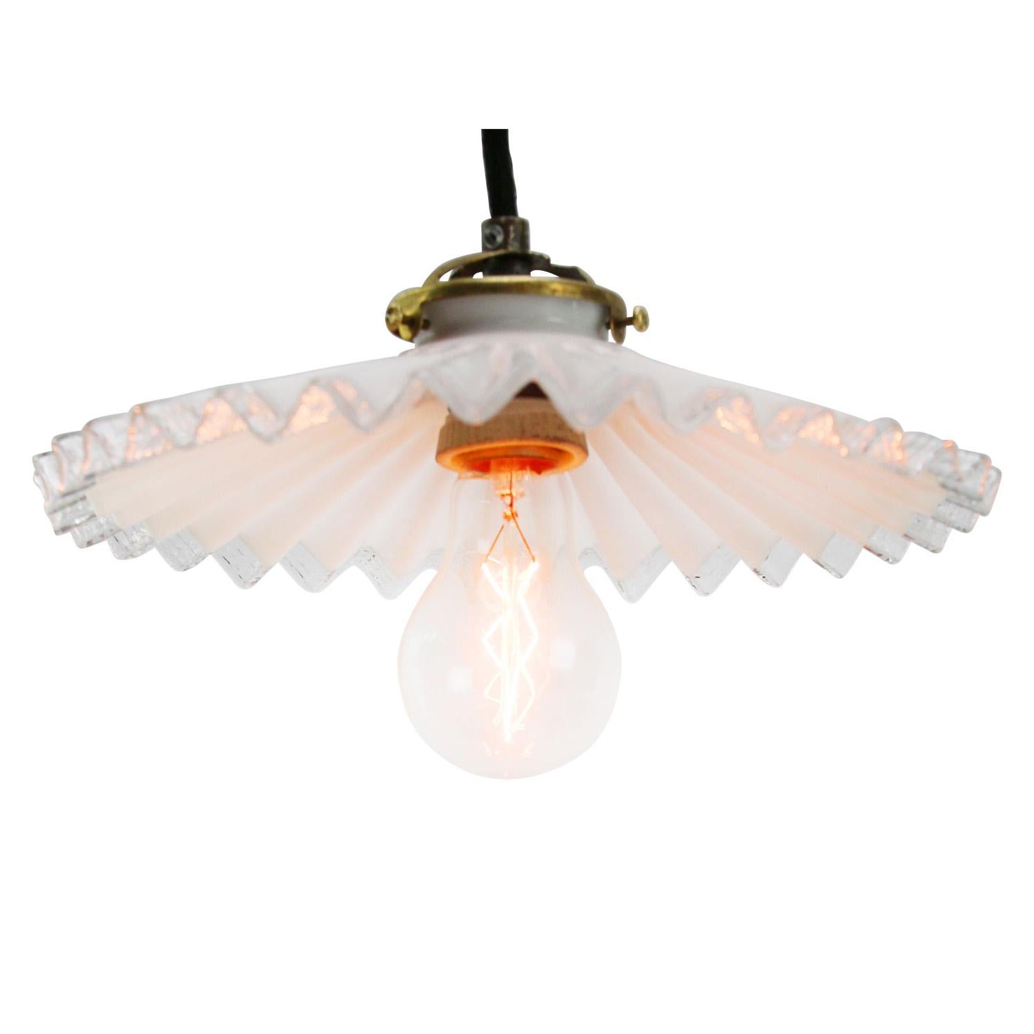 White French Opaline Milk Glass Shade Brass Pendant Light at 1stDibs