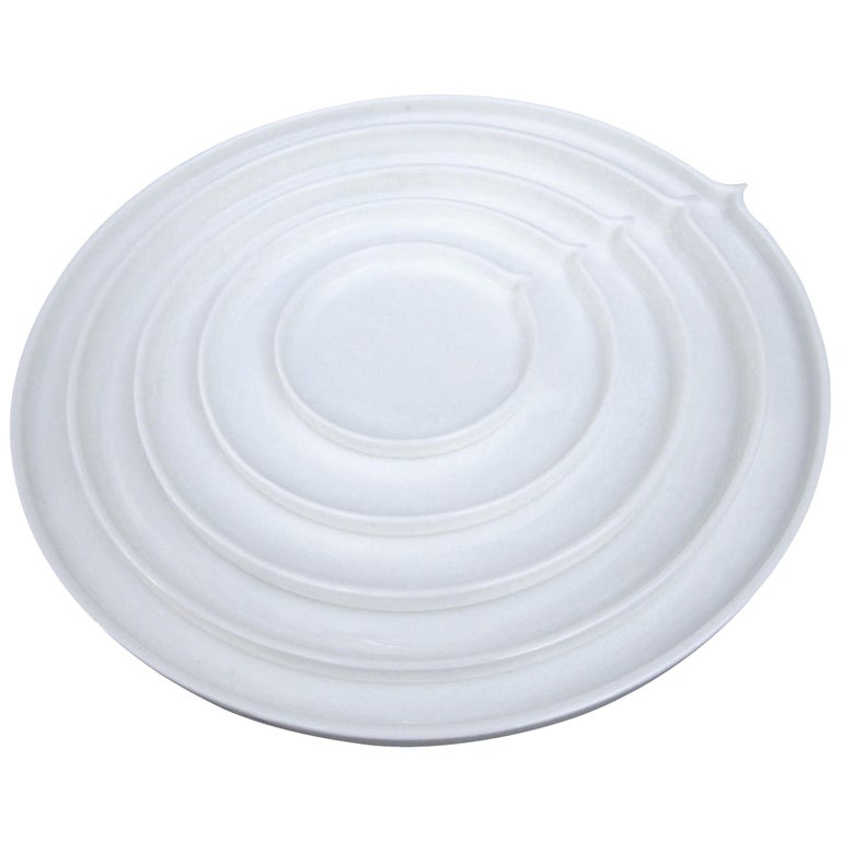 White Geometry Bone China Round Plates by Ann Van Hoey for Serax For ...